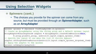 [Android] Using Selection Widgets | PDF
