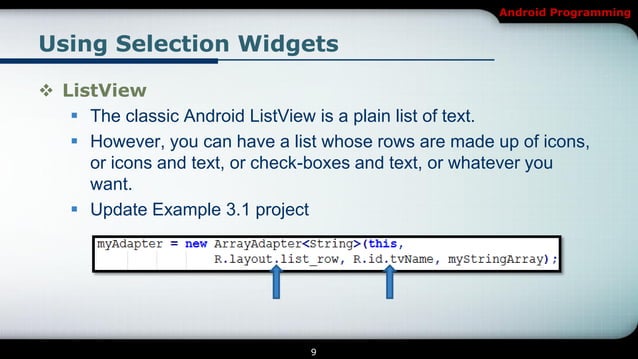 [Android] Using Selection Widgets | PDF