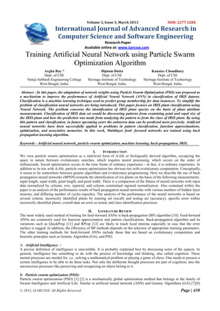 Training artificial neural network using particle swarm optimization algorithm | PDF
