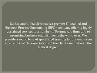 Training at sutherland global services | PPT