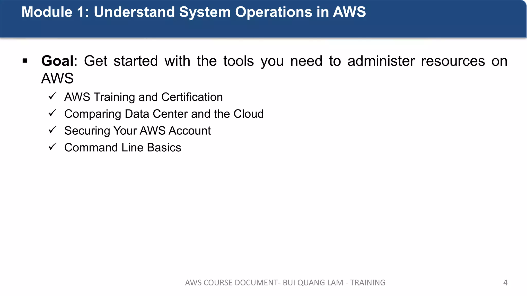 Training AWS: Module 1 - System Operation in AWS | PDF