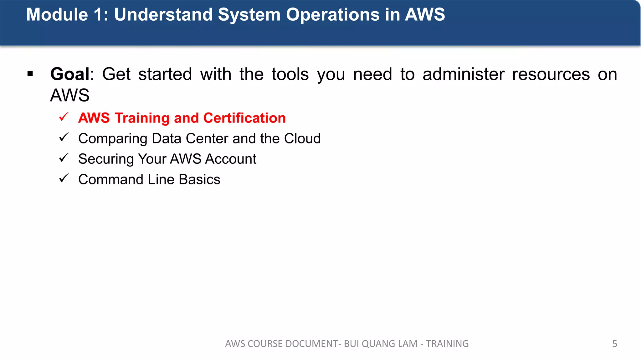 Training AWS: Module 1 - System Operation in AWS | PDF
