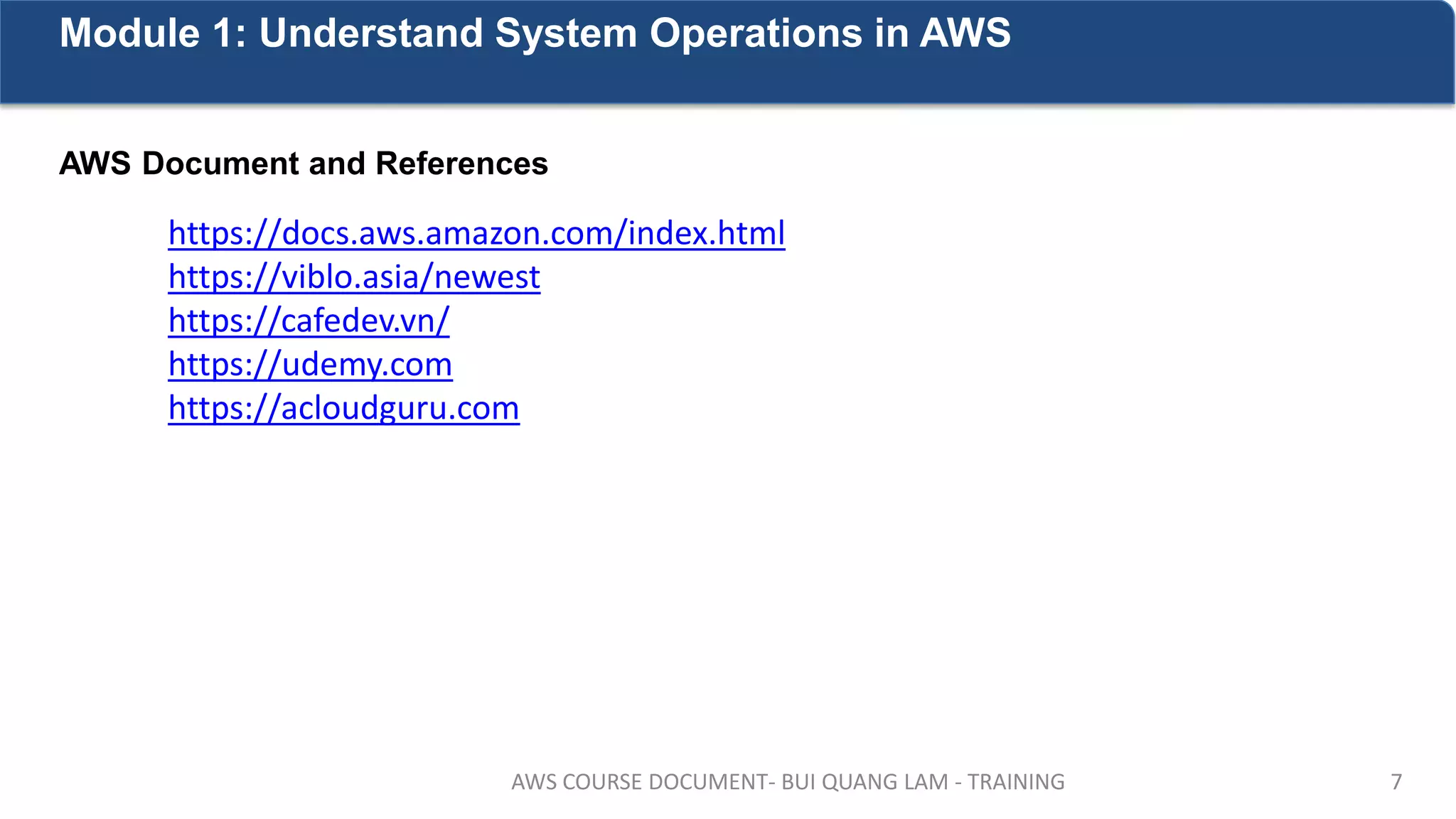 Training AWS: Module 1 - System Operation in AWS | PDF