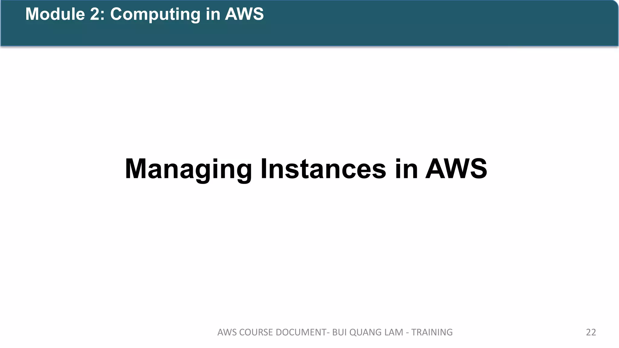 Training AWS: Module 2 - Computing in AWS | PDF