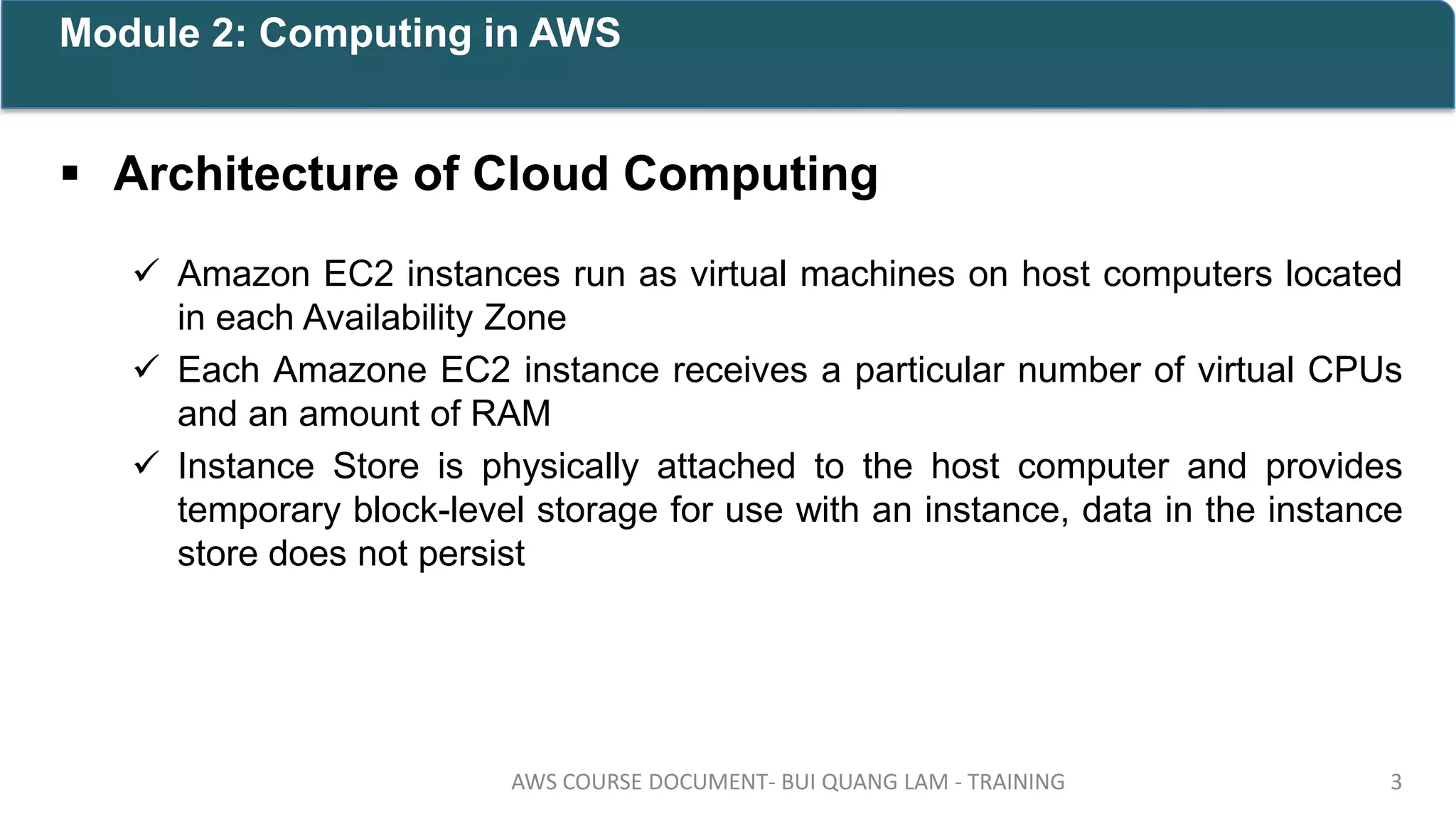 Training AWS: Module 2 - Computing in AWS | PDF
