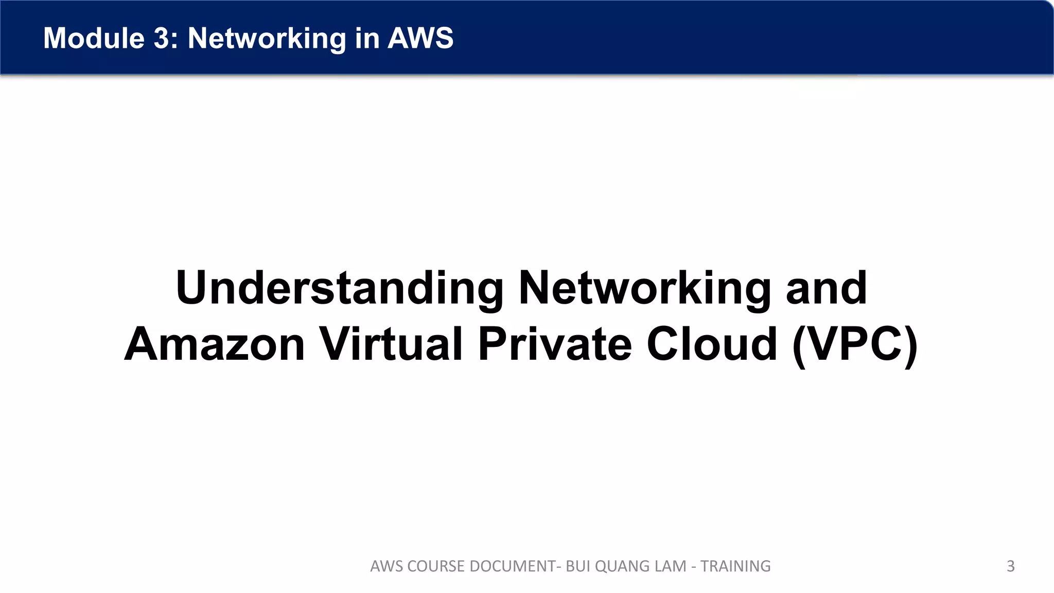 Training AWS: Module 3 - Networking in AWS | PDF