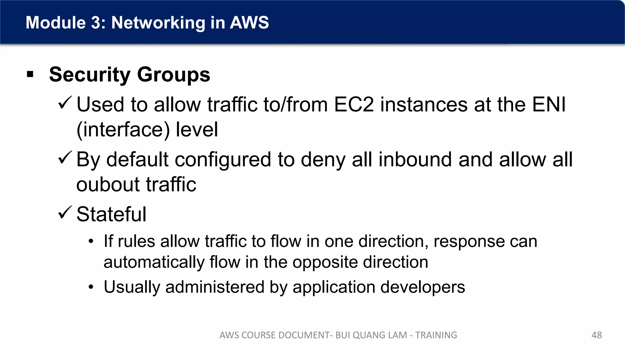 Training AWS: Module 3 - Networking in AWS | PDF