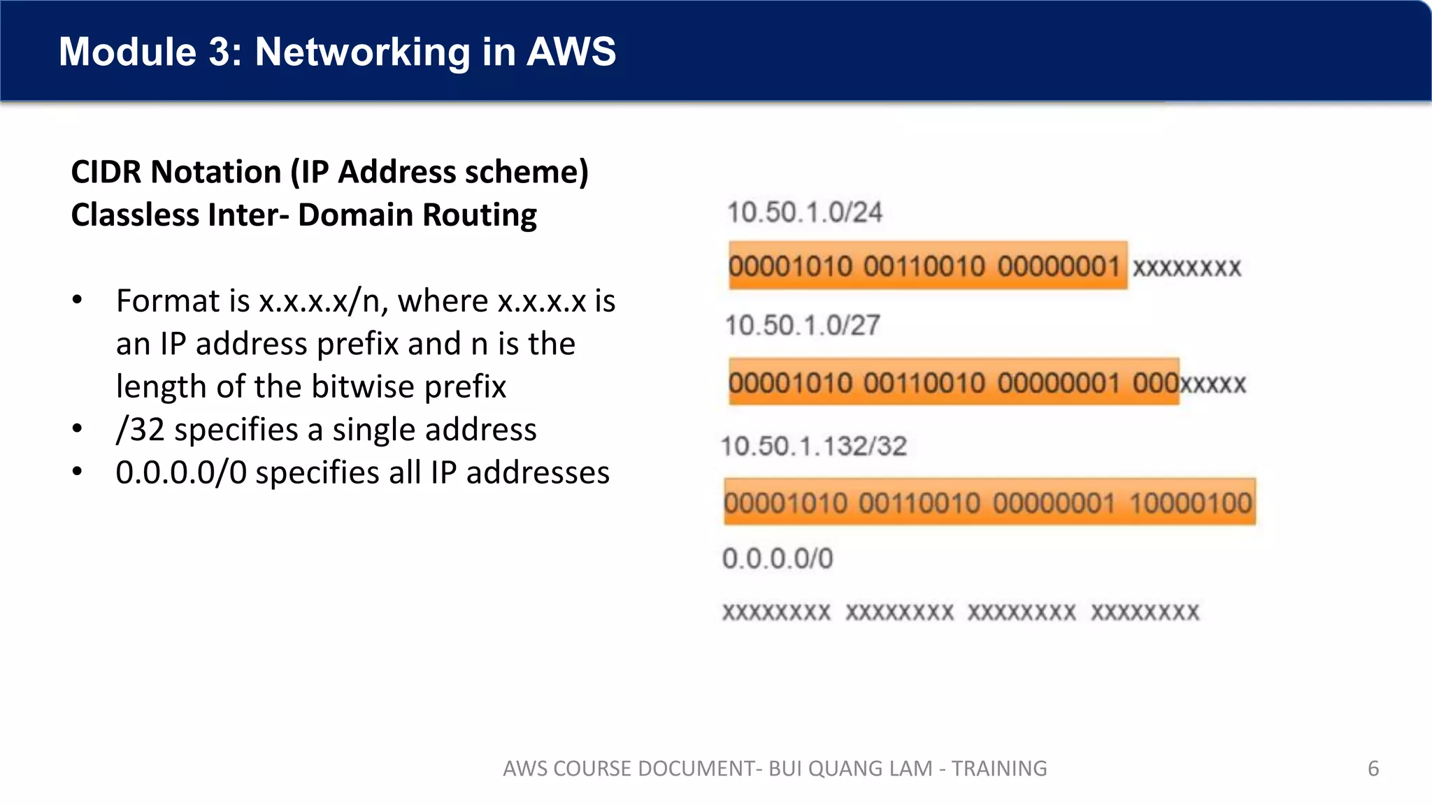 Training AWS: Module 3 - Networking in AWS | PDF