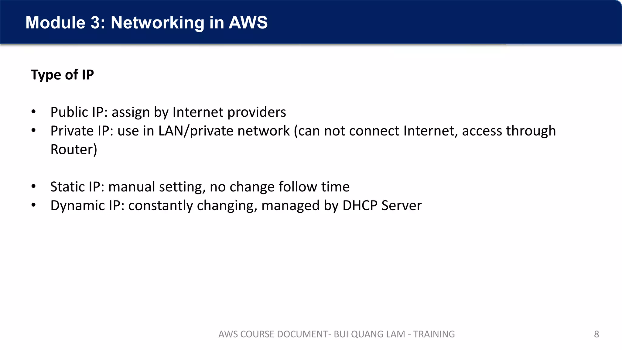 Training AWS: Module 3 - Networking in AWS | PDF