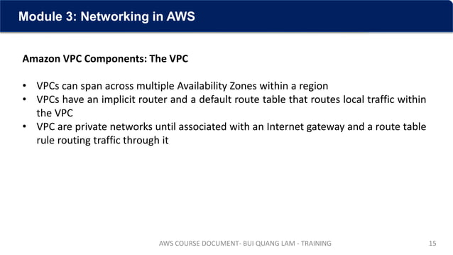 Training AWS: Module 3 - Networking in AWS | PDF