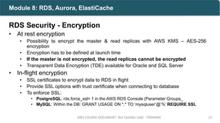 Training AWS: Module 8 - RDS, Aurora, ElastiCache | PDF