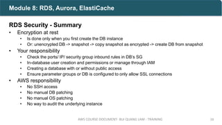 Training AWS: Module 8 - RDS, Aurora, ElastiCache | PDF