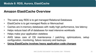 Training AWS: Module 8 - RDS, Aurora, ElastiCache | PDF | Cloud Computing | Internet