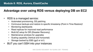 Training AWS: Module 8 - RDS, Aurora, ElastiCache | PDF