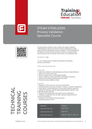 Fedegari Training Calendar 2017 | PDF