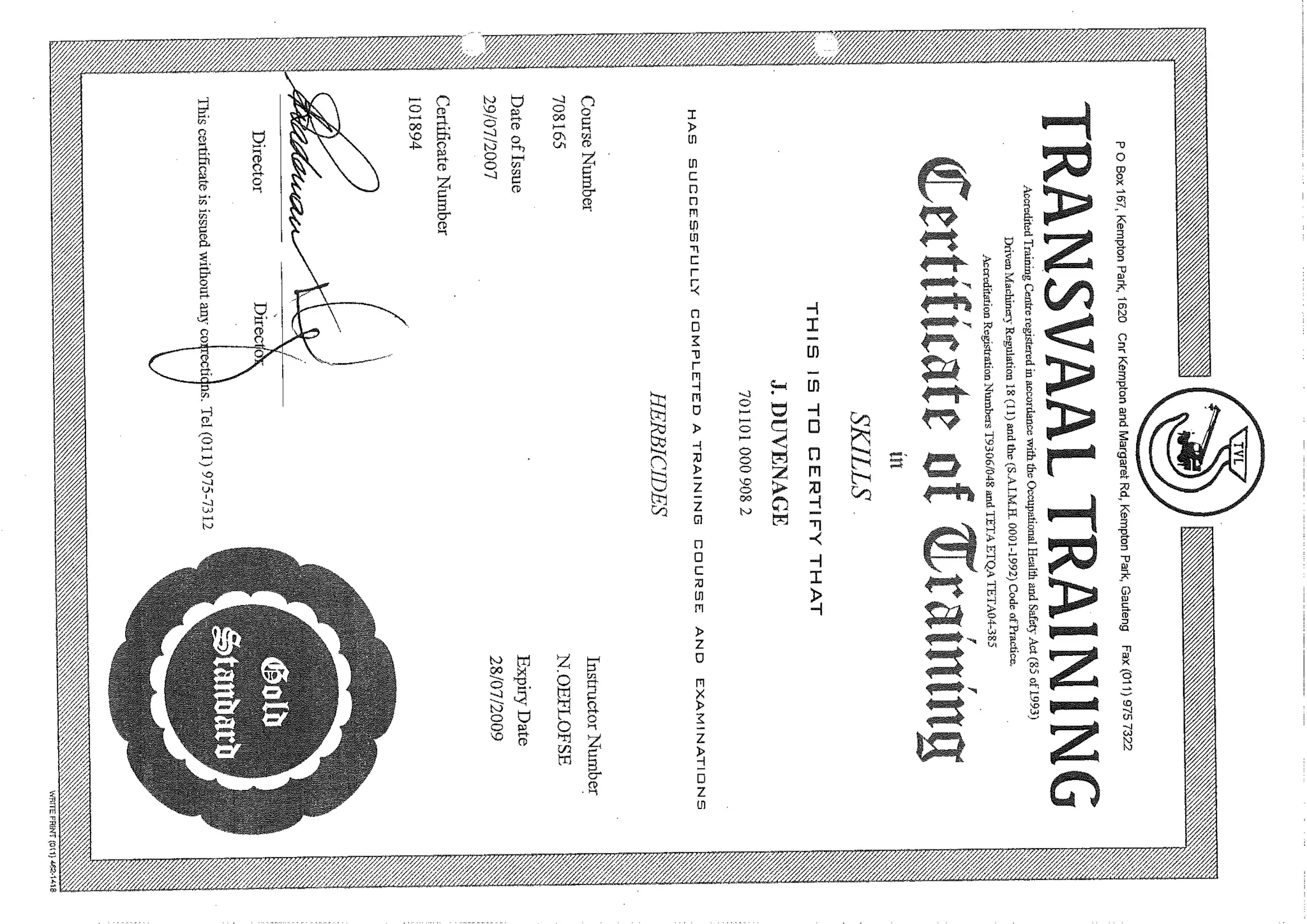 Training certificates | PDF