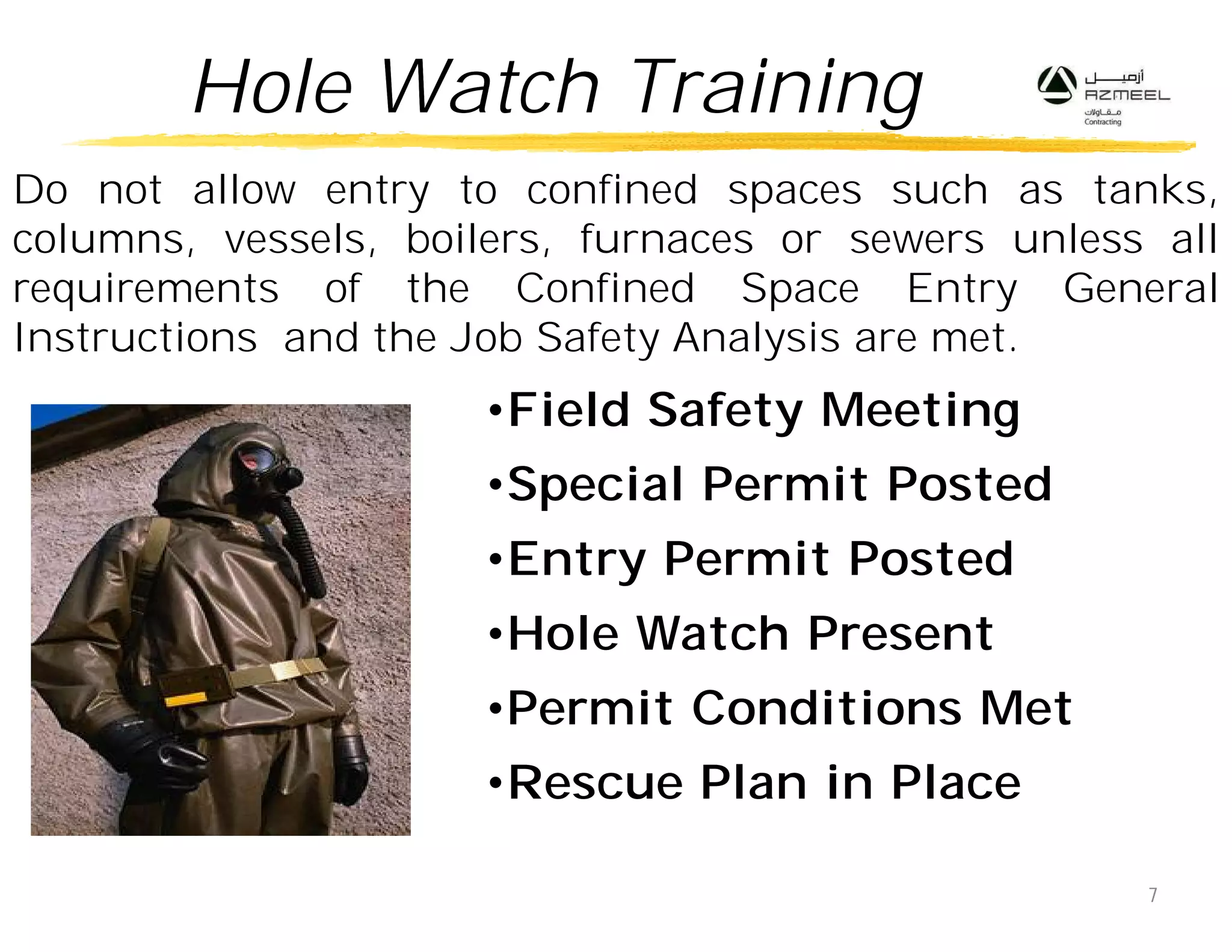 Training confined space entry holewatch man [compatibility mode] | PDF