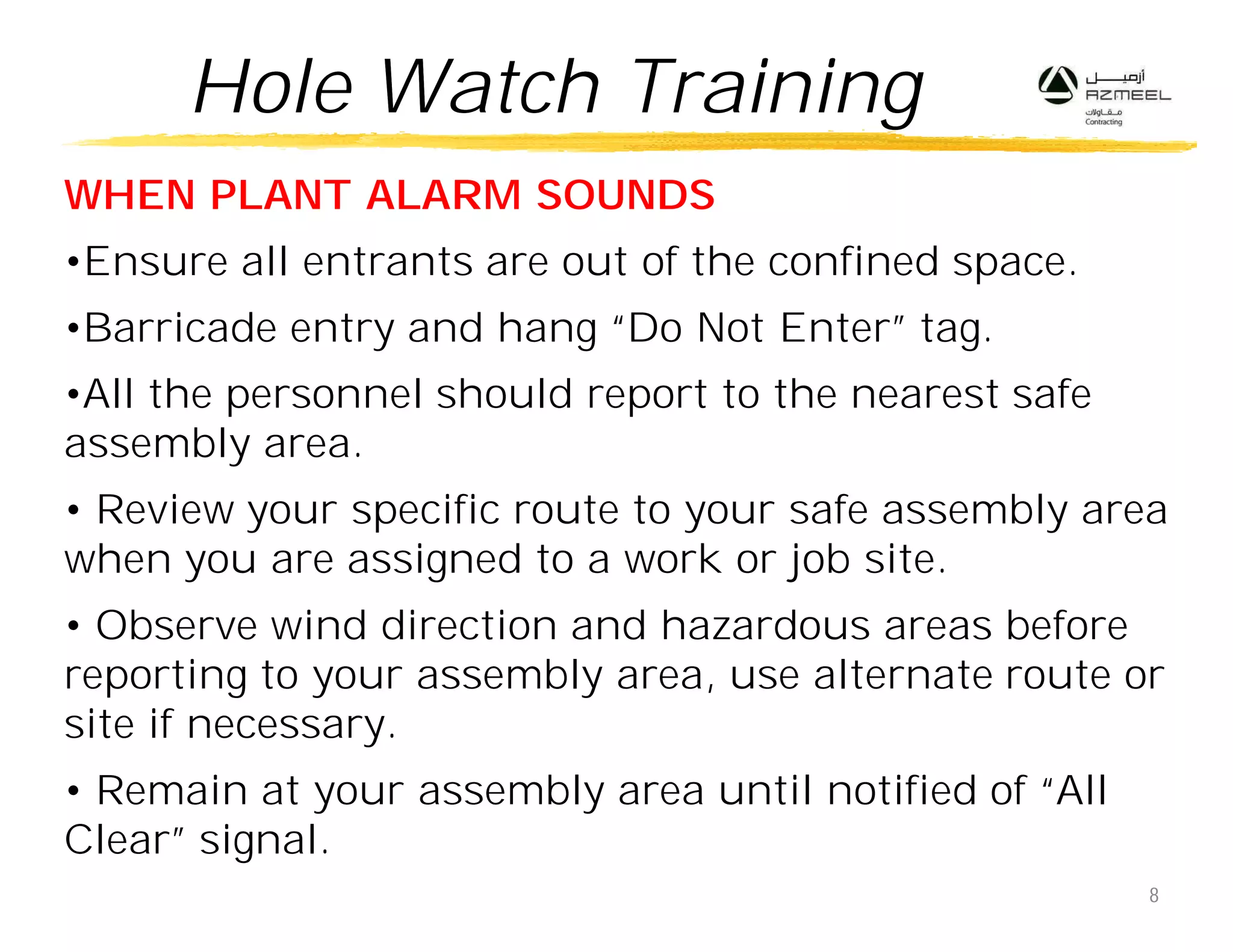 Training confined space entry holewatch man [compatibility mode] | PDF