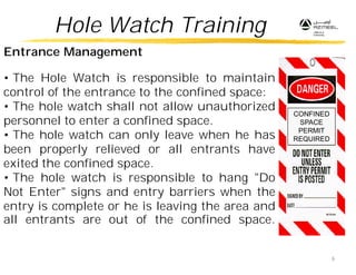 Training confined space entry holewatch man [compatibility mode] | PDF
