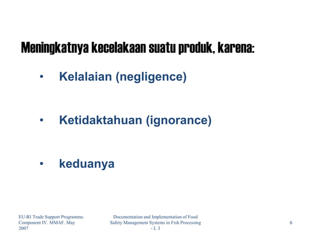 FOOD SAFETY AND QUALITY (Kemanan Pangan dan Mutu) | PDF