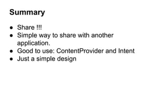 Android Training - Content Sharing | PPT