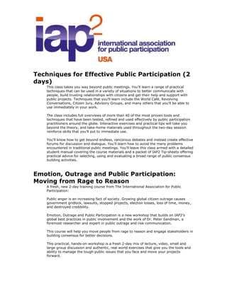 IAP2 USA Training courses available | PPT