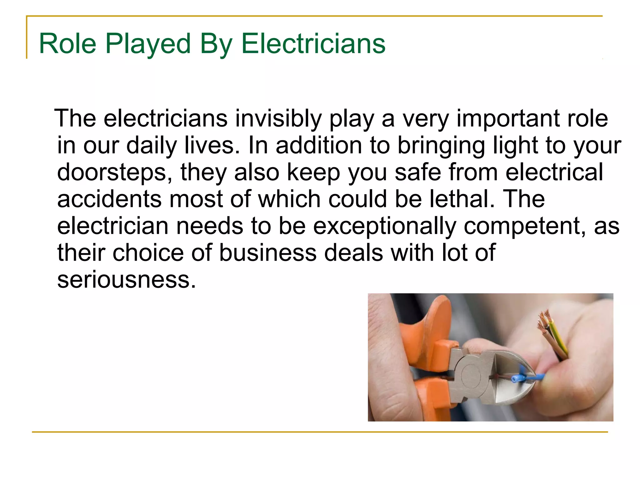 Training Courses For Electricians | PPT