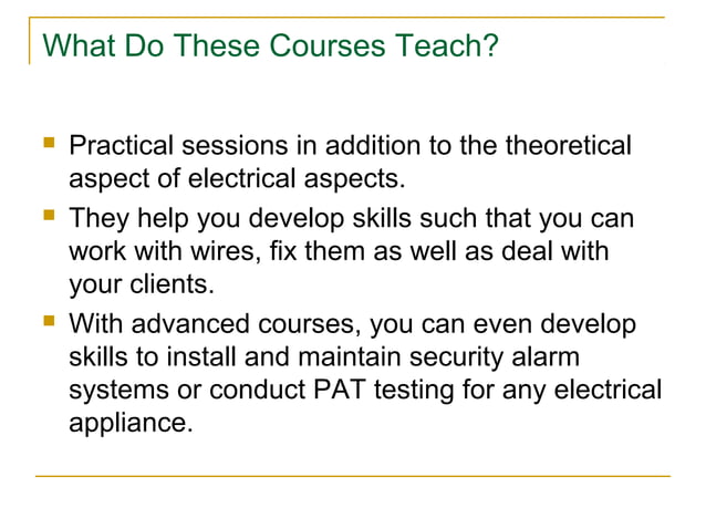 Training Courses For Electricians | PPT