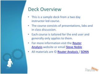 Router Analysis On-Site and Virtual Training | PPTX