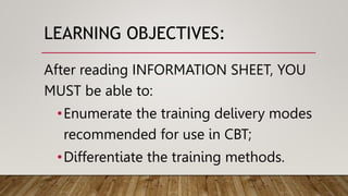 Training Delivery Modes and Methods(Report-ProfEd 5)OLAGUERA Mary Ann.pptx