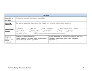 Training design document - Template 1 | DOCX