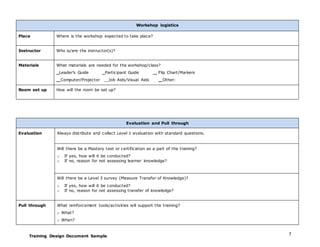 Training design document - Template 1 | DOCX