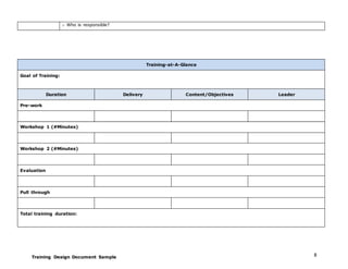 Training design document - Template 1 | DOCX