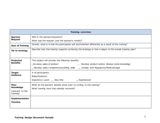 Training Design Template