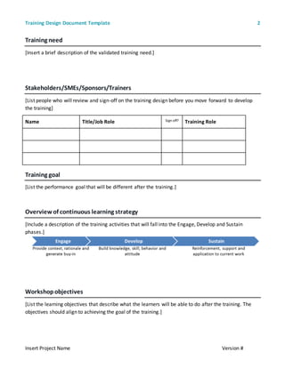 Training design document - Template 2 | DOCX