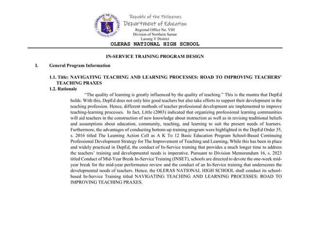 TRAINING DESIGN FOR INSET 2023.docx