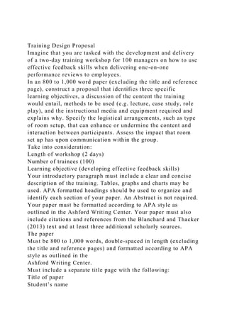 Training Design ProposalImagine that you are tasked with the dev.docx