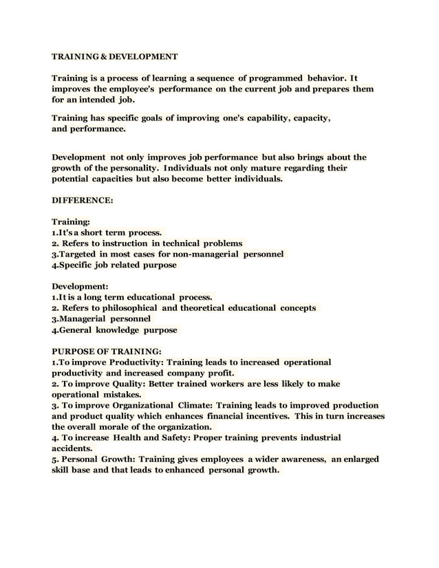 Training & development | PDF