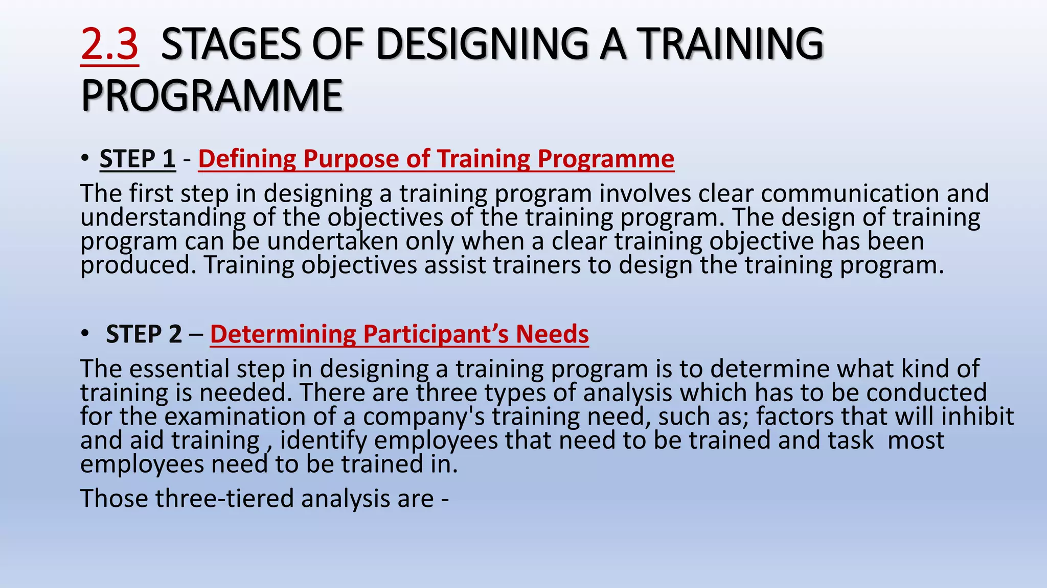 Training & Development - Designing a training program - key factors ...