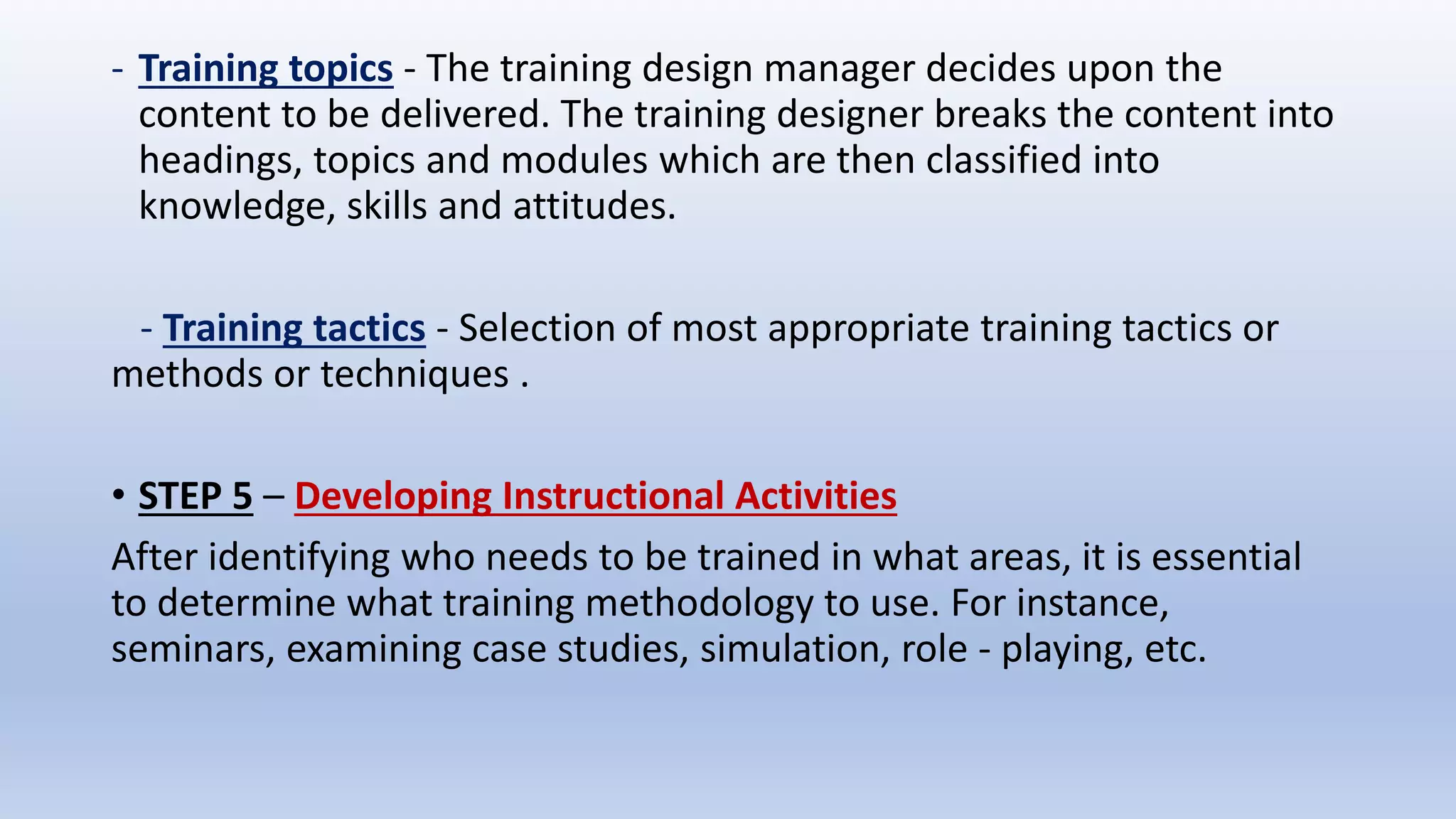 Training & Development - Designing a training program - key factors ...