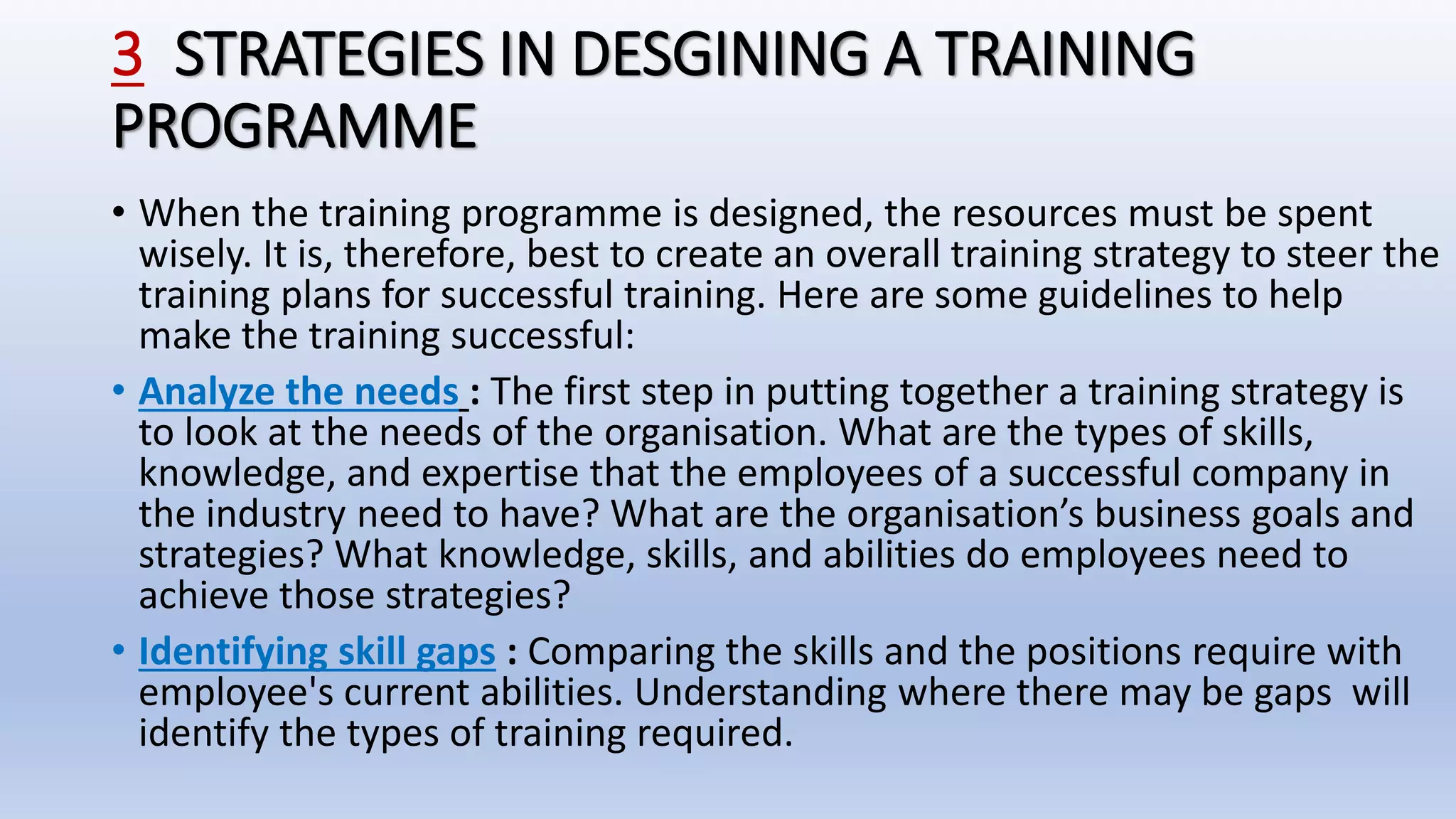 Training & Development - Designing a training program - key factors ...