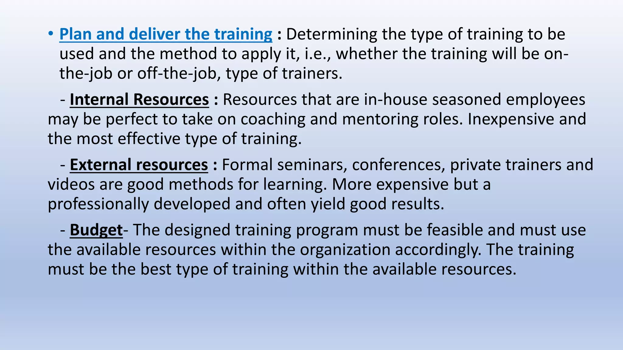 Training & Development - Designing a training program - key factors ...