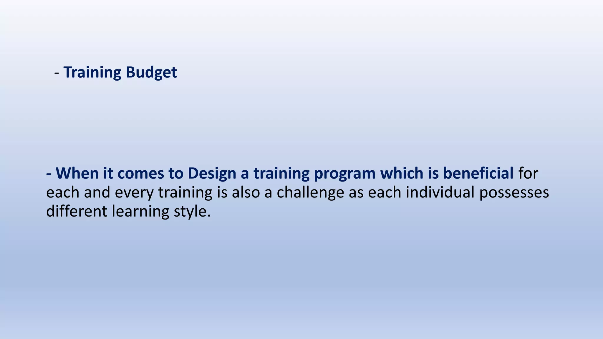 Training & Development - Designing a training program - key factors ...