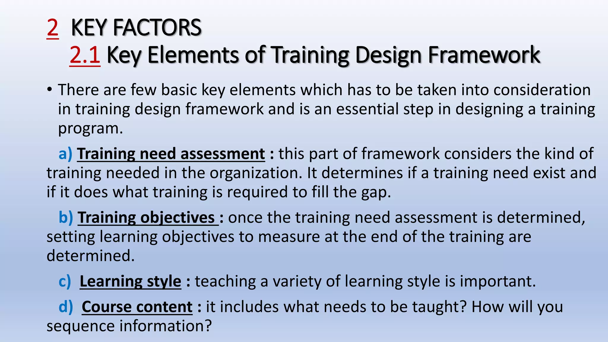 Training & Development - Designing a training program - key factors ...