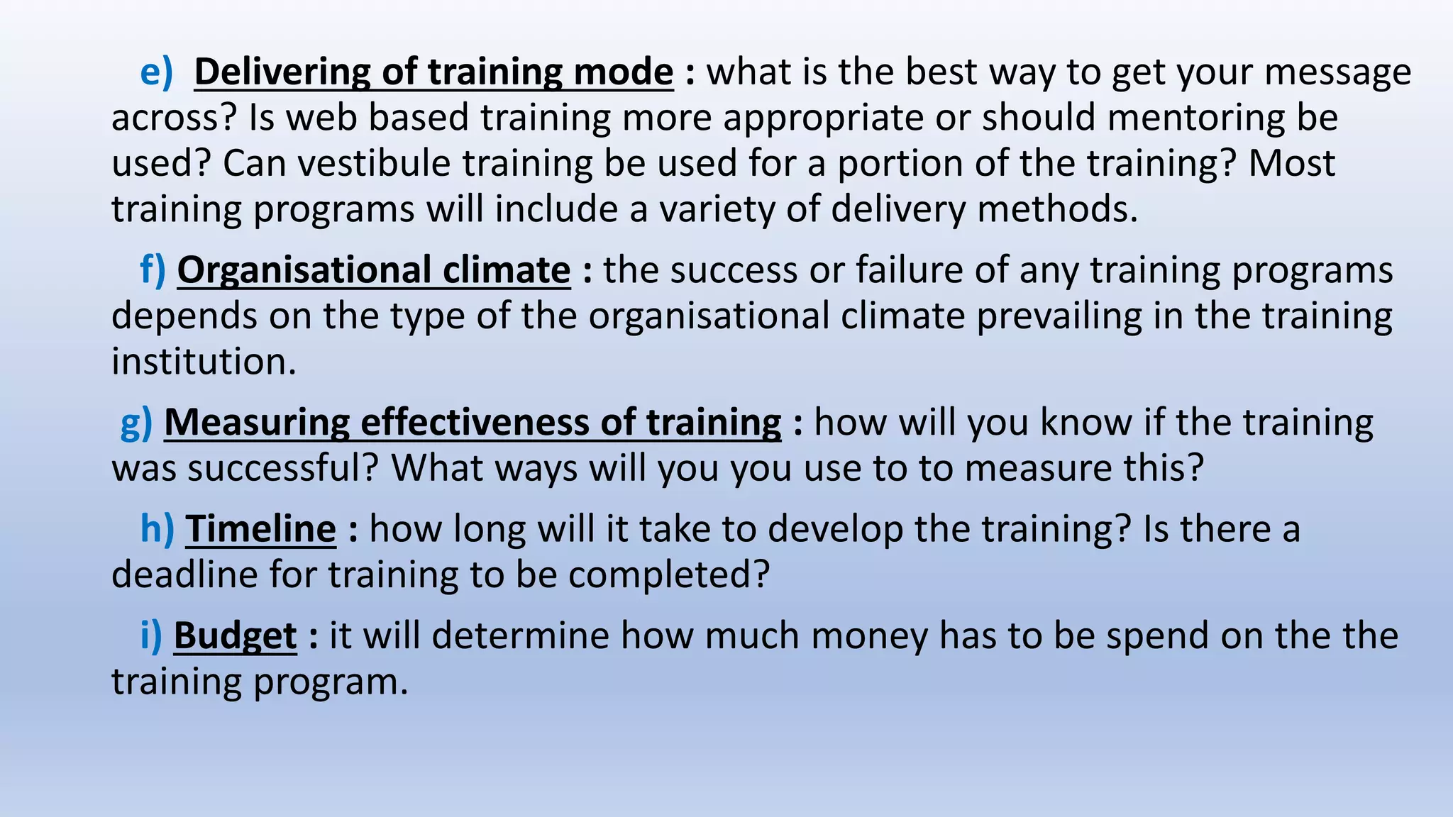 Training & Development - Designing a training program - key factors ...