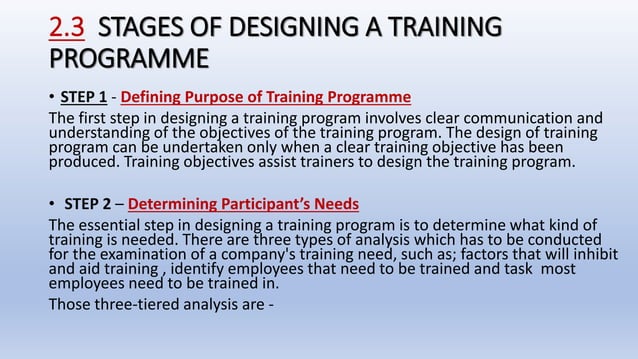 Training & Development - Designing a training program - key factors ...