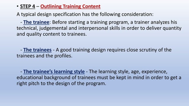 Training & Development - Designing a training program - key factors ...