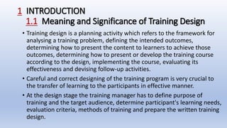 Training & Development - Designing a training program - key factors ...