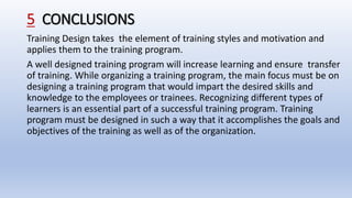 Training & Development - Designing a training program - key factors ...