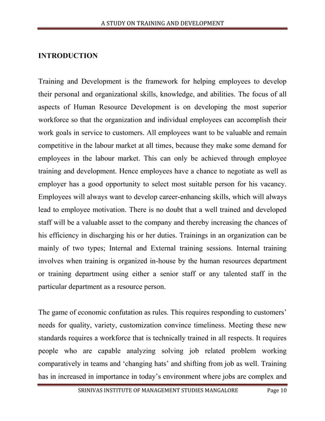 Training & development dhanu | DOCX